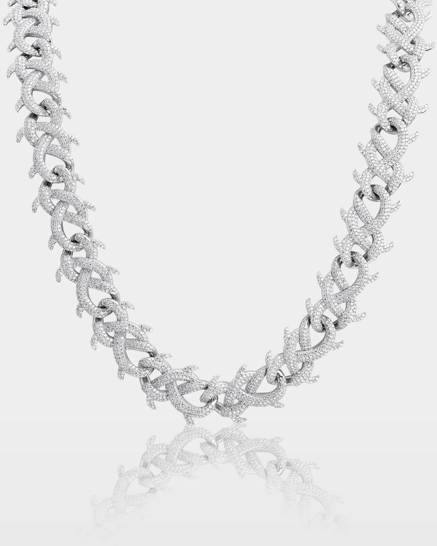 10k White Gold Spiked Diamond Cuban Link Chain